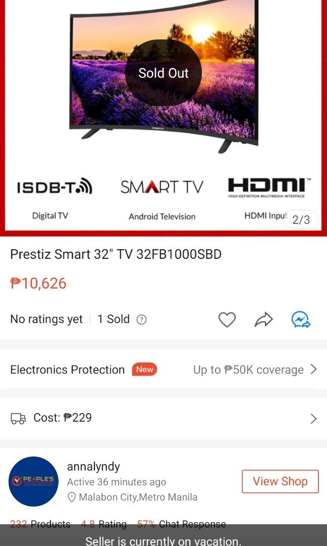 for sale 2nd hand prestiz 32 inch curve smart tv, TV & Home Appliances ...