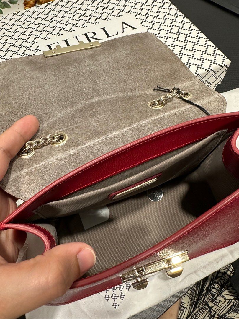 Furla Mini Bella in Red, Luxury, Bags & Wallets on Carousell