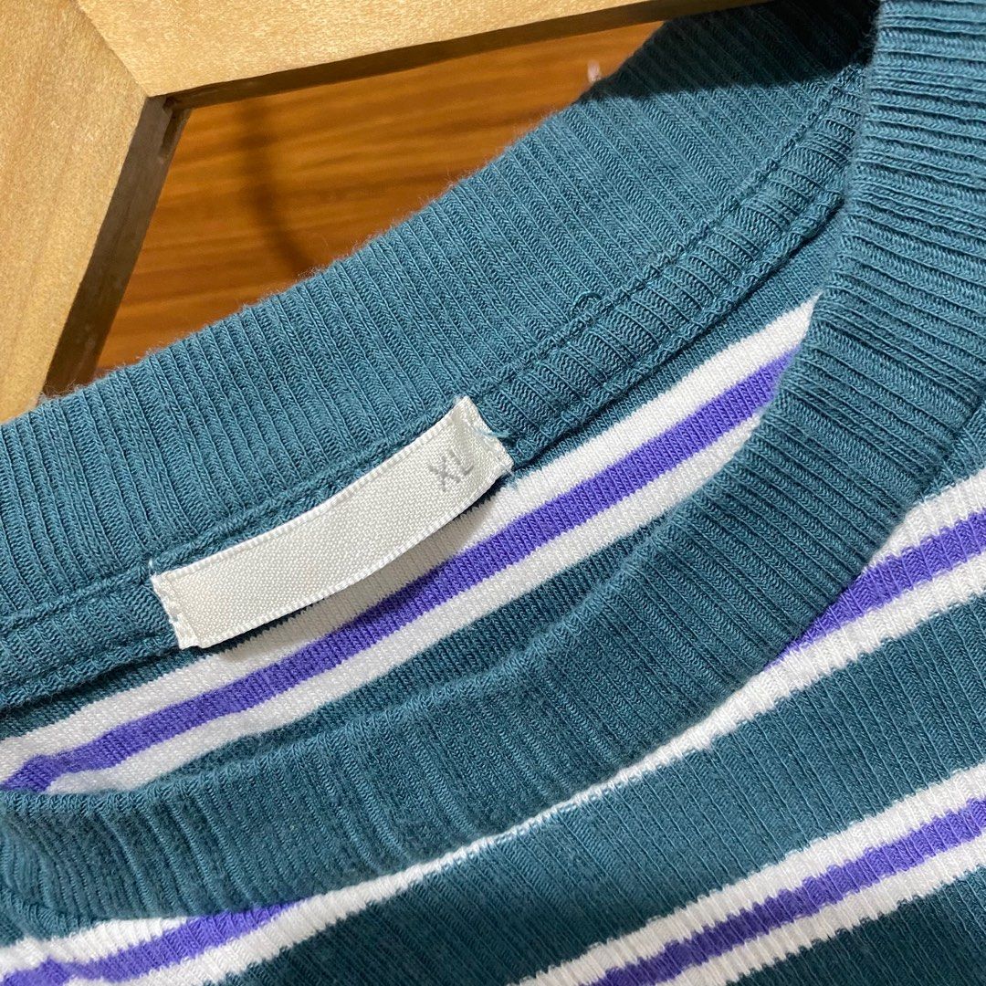 GU by Uniqlo - Blue Green Striped Shirt, Women's Fashion, Tops, Shirts ...