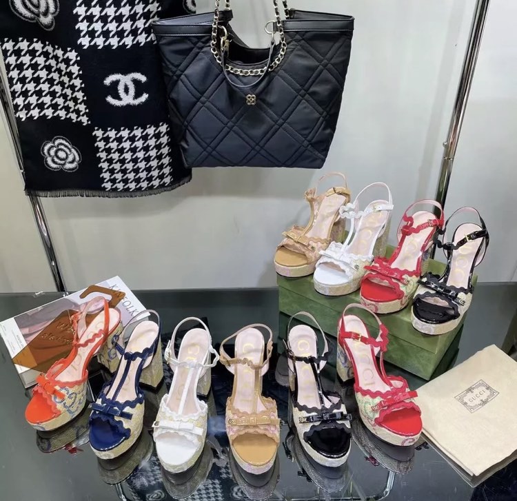 Gucci raffia high heels luxury pre order, Luxury, Sneakers & Footwear ...