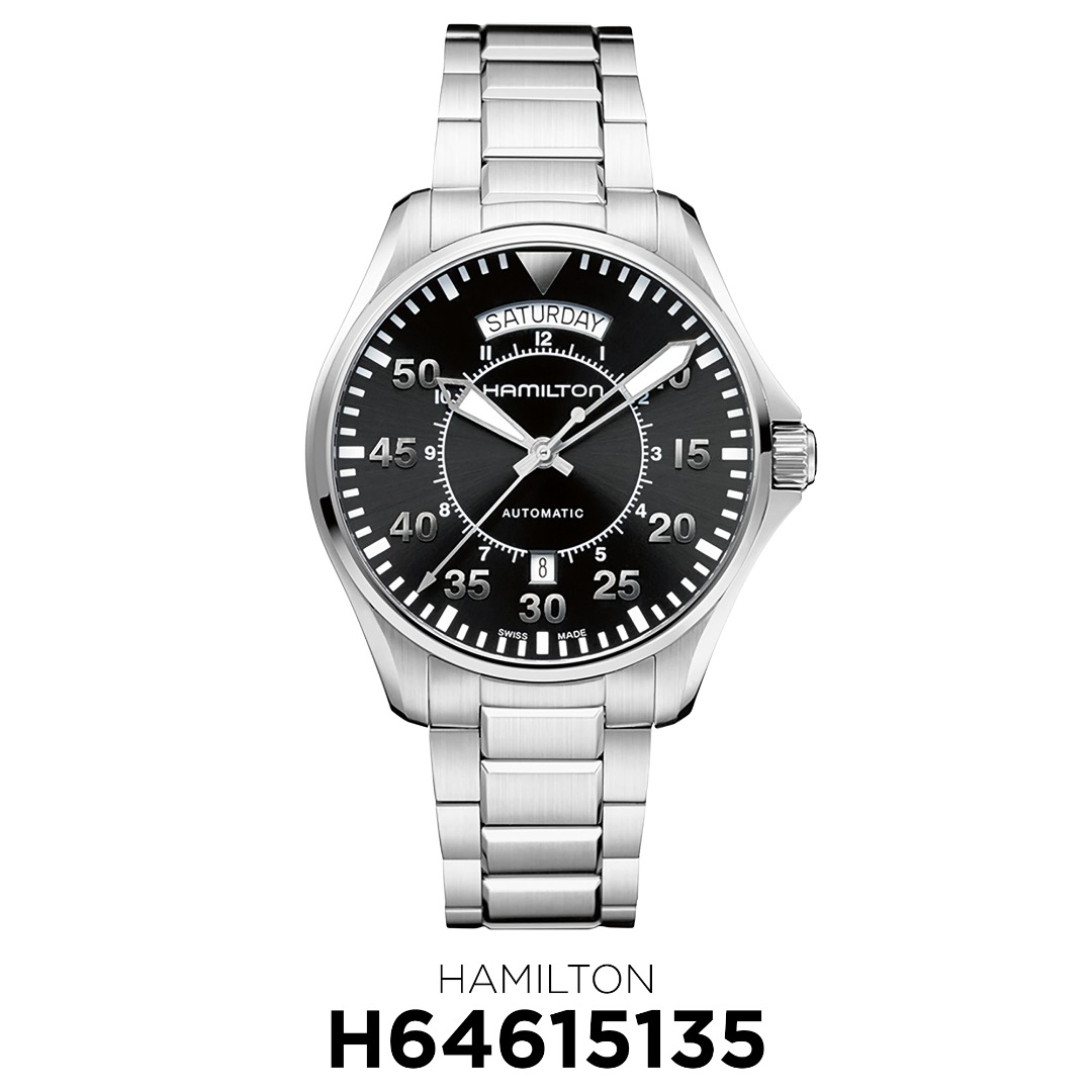 Hamilton Khaki Aviation Pilot Day Date Stainless Steel Automatic Watch ...