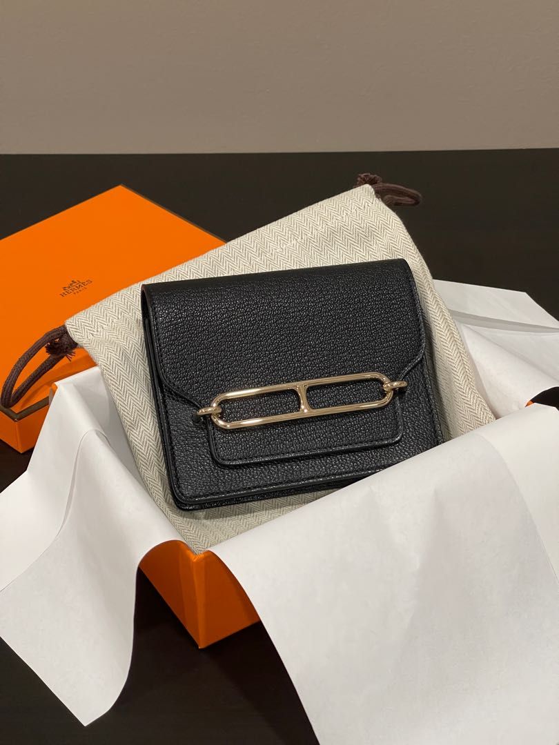 Hermes Roulis Slim Black, Luxury, Bags & Wallets on Carousell