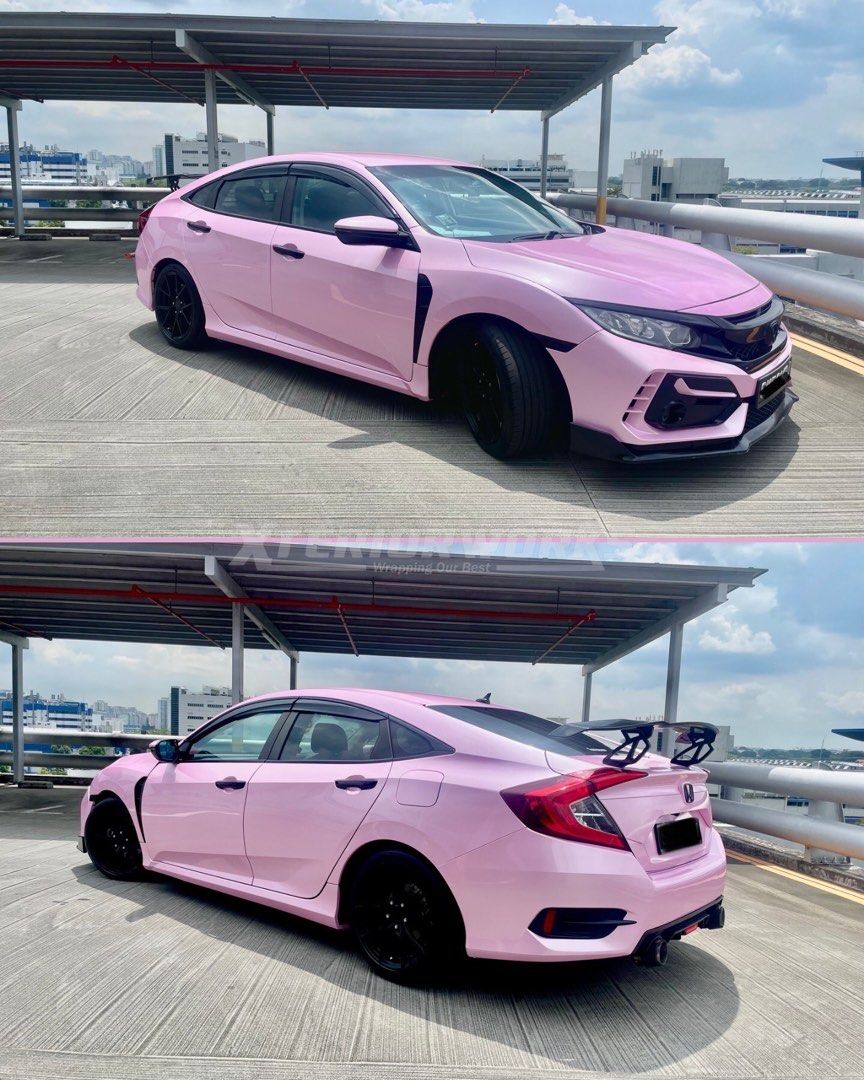Honda Civic FC in Macaron Taffy Pink full wrap, Car Accessories ...