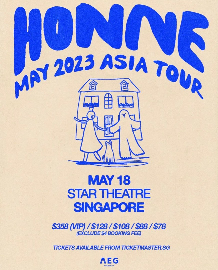 1x Honne Asia Tour in Singapore Ticket - CAT 4 Row RA Front Row of Section Seat, Tickets ...