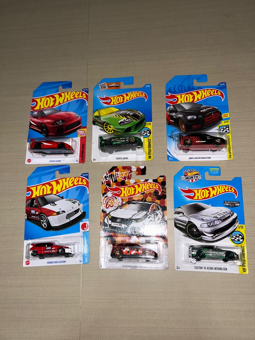 Hot Wheels JDM Lot (Toyota Supra, Mitsubishi Evo Lancer, Honda Civic ...