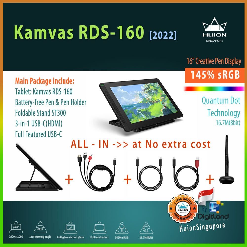 Huion Singapore Kamvas RDS[160] Creative Pen Display Drawing Tablet 2022, Computers & Tech ...