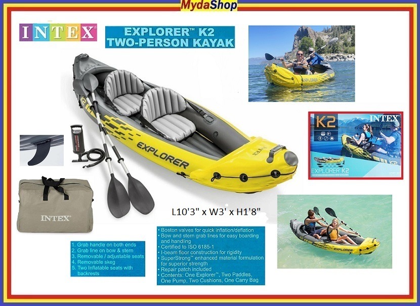 INTEX Inflatable Boat Explorer Kayak K2 Canoe. Bot Sampan, Sports ...