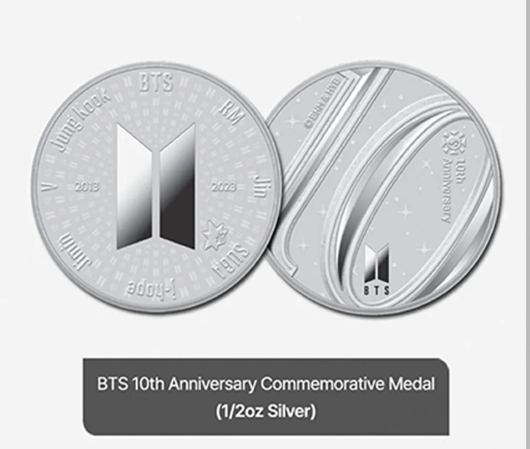 Korea BTS boy band 10th Anniversary Silver Coin, Hobbies & Toys ...