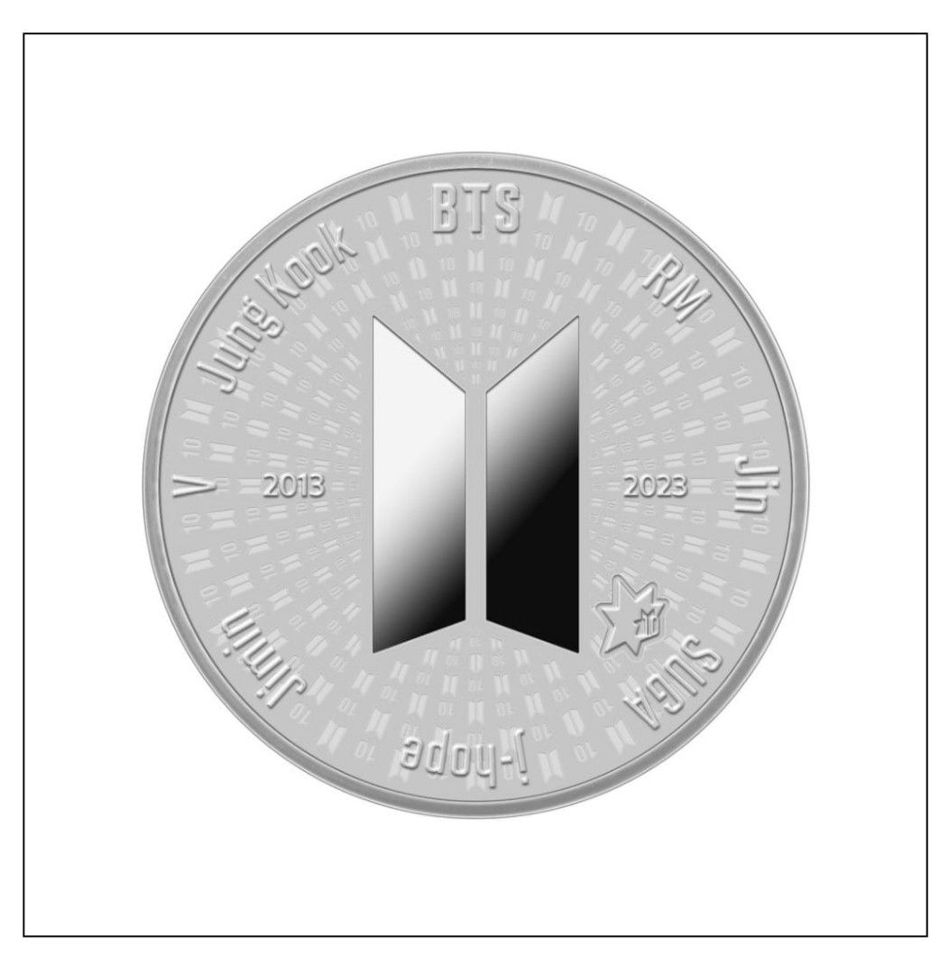 Korea BTS boy band 10th Anniversary Silver Coin on Carousell