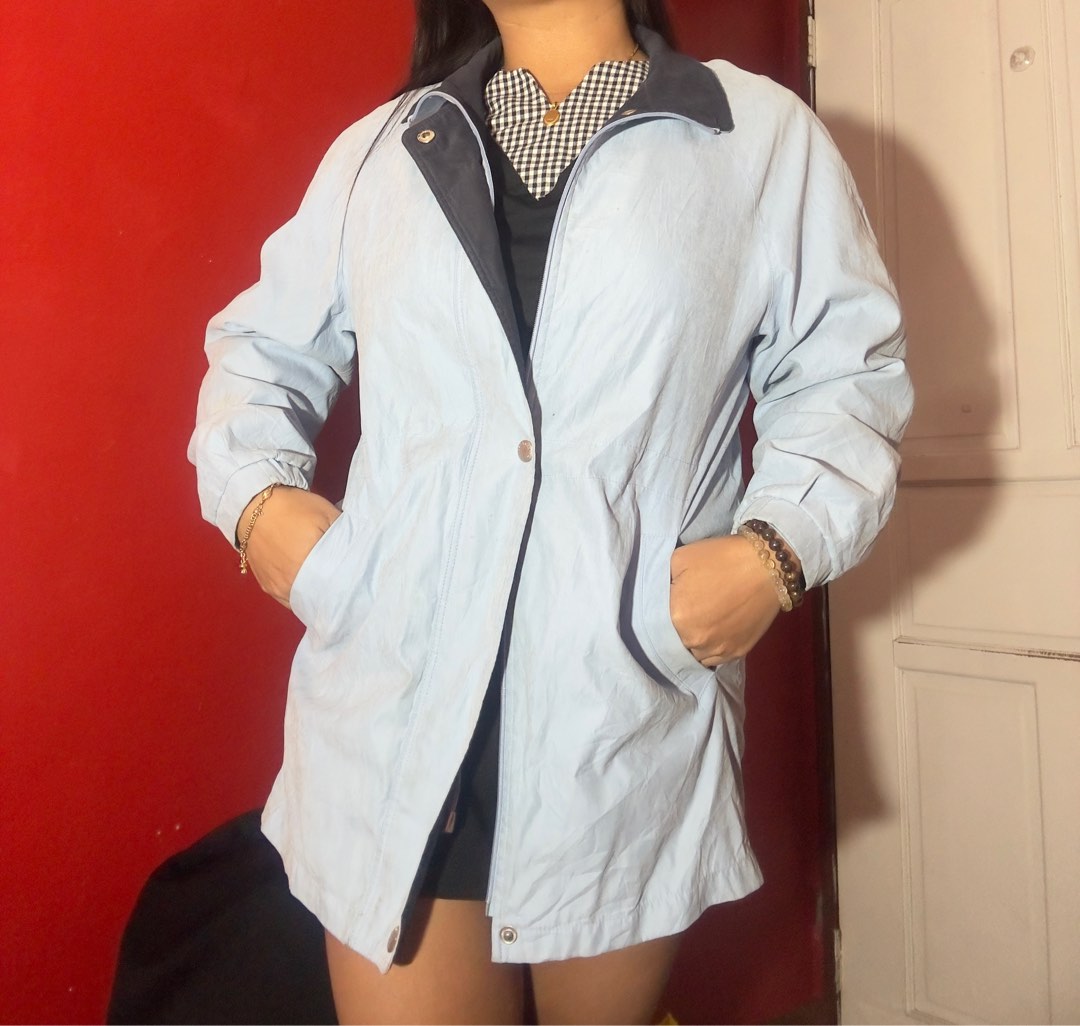 Light blue poncho parka jacket, Women's Fashion, Coats, Jackets and ...