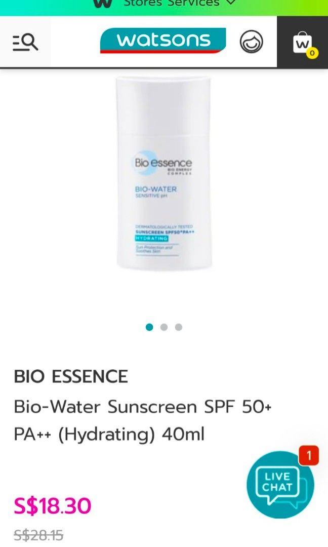 Like New Bio Essence Bio Water Sunscreen SPF 50+ PA++, Beauty ...