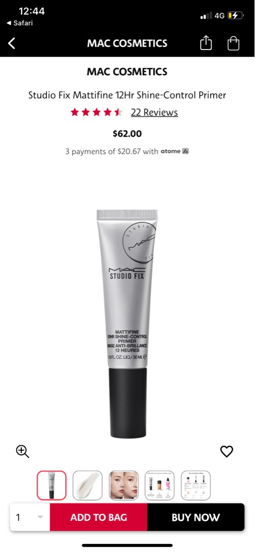 Mac Studio Fix Mattifine 12Hr Shine control Primer 30ml, Beauty ...