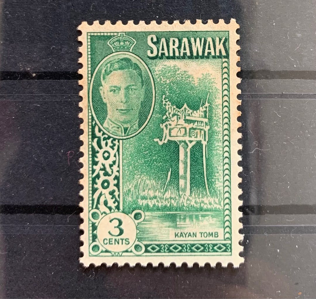 Malaya Sarawak King George 3c stamp Mint (toned gum) - Green Kayan Tomb ...