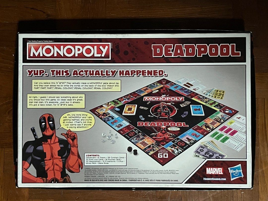 MONOPOLY : DEADPOOL (edition), Hobbies & Toys, Toys & Games on Carousell
