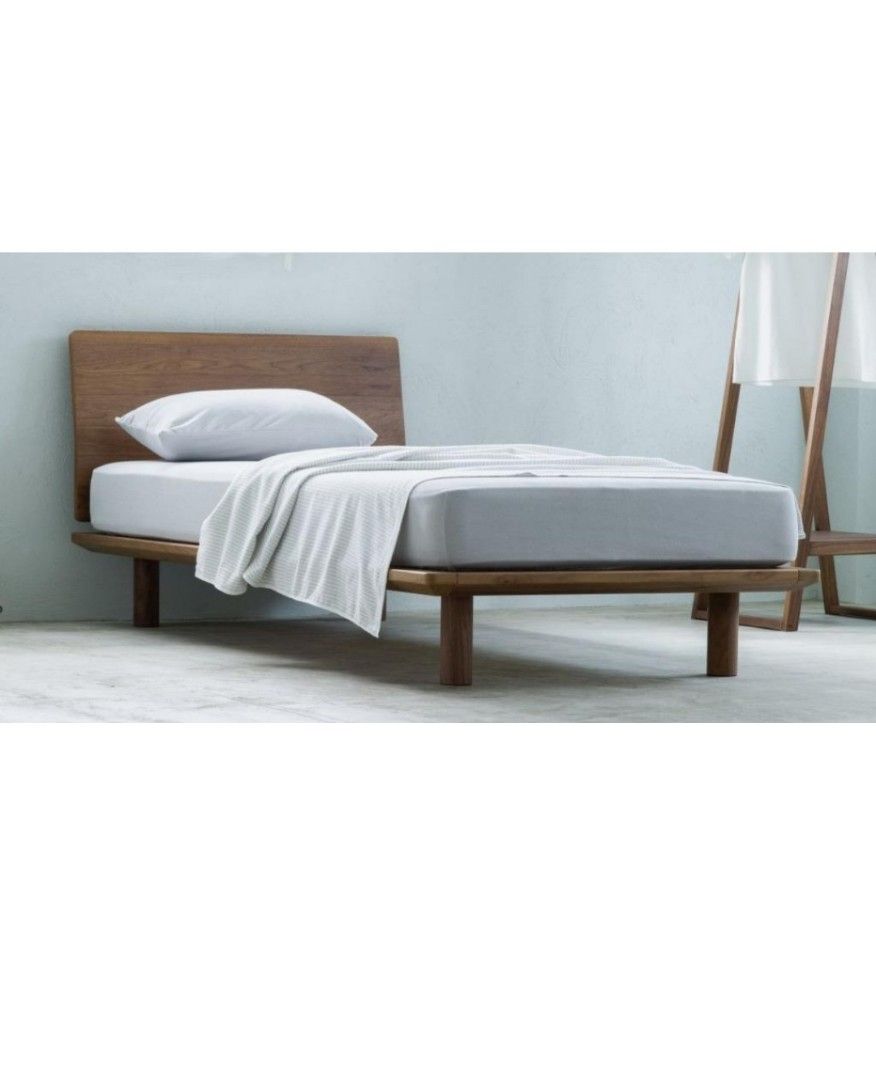 Muji Walnut BedFrame, Furniture & Home Living, Furniture, Bed Frames ...