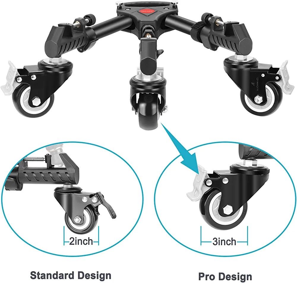 Neewer Photography Tripod Dolly, Heavy Duty with Larger 3-inch Rubber ...