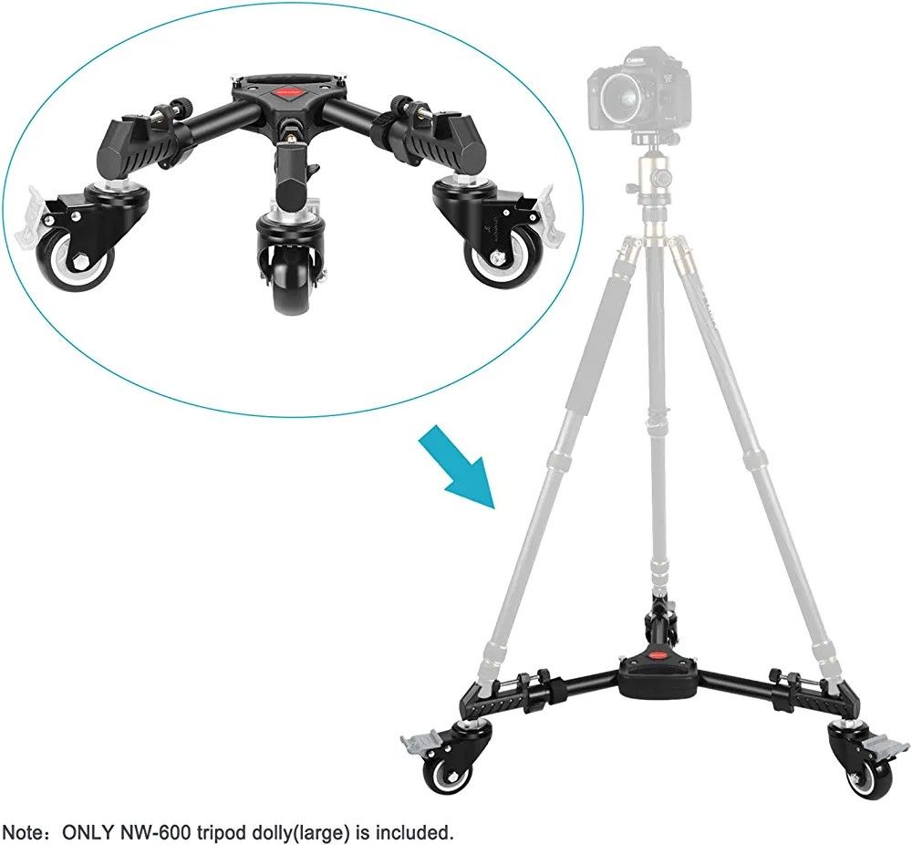 Neewer Photography Tripod Dolly, Heavy Duty with Larger 3-inch Rubber ...