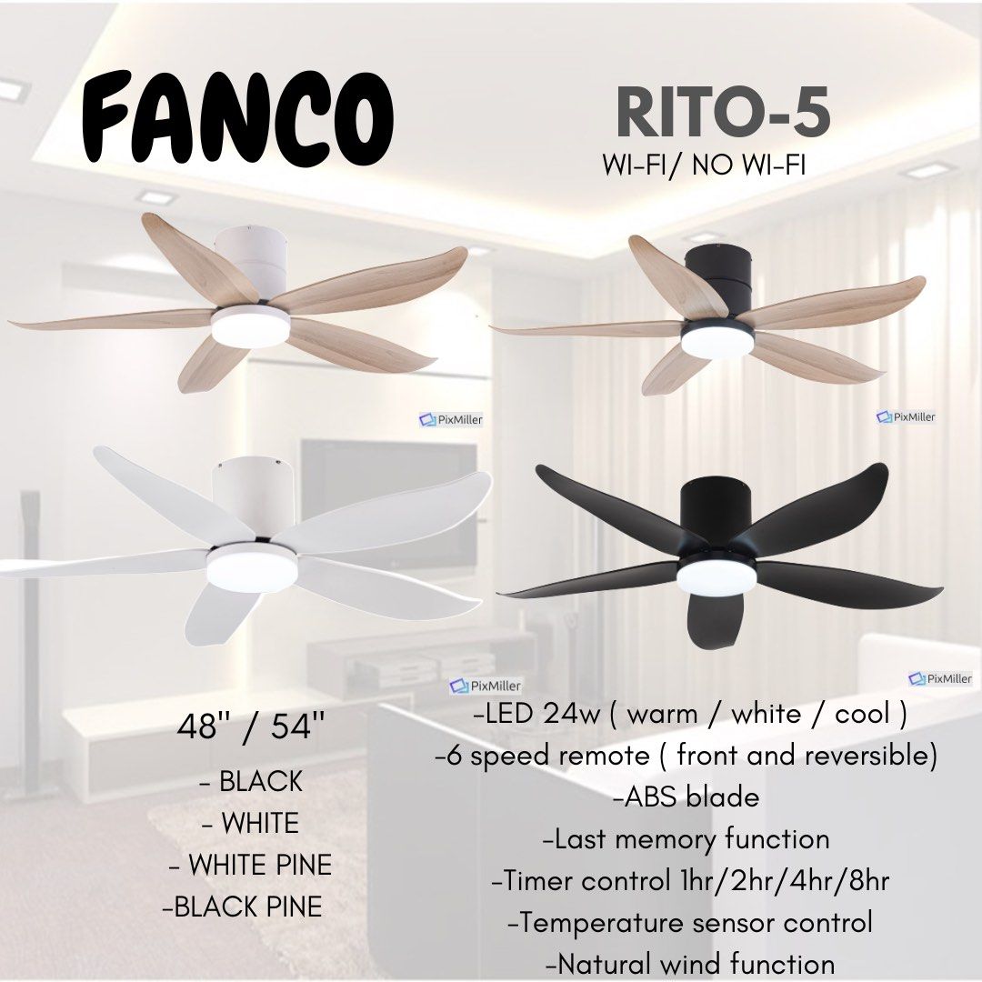 (New launch) Fanco rito-5 hugger ceiling fan with / without smart ...
