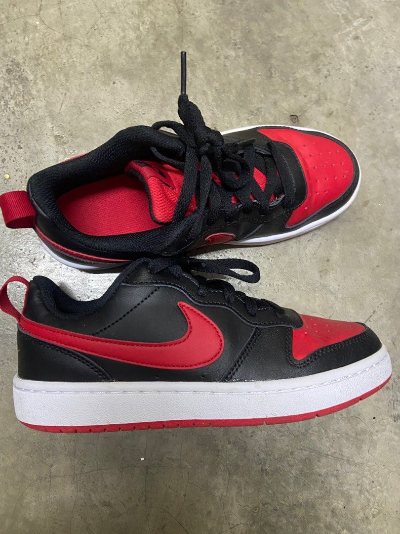 NIKE COURT BOROUGH LOW 2 (BLACK RED) UK 4.5, Women's Fashion, Footwear ...