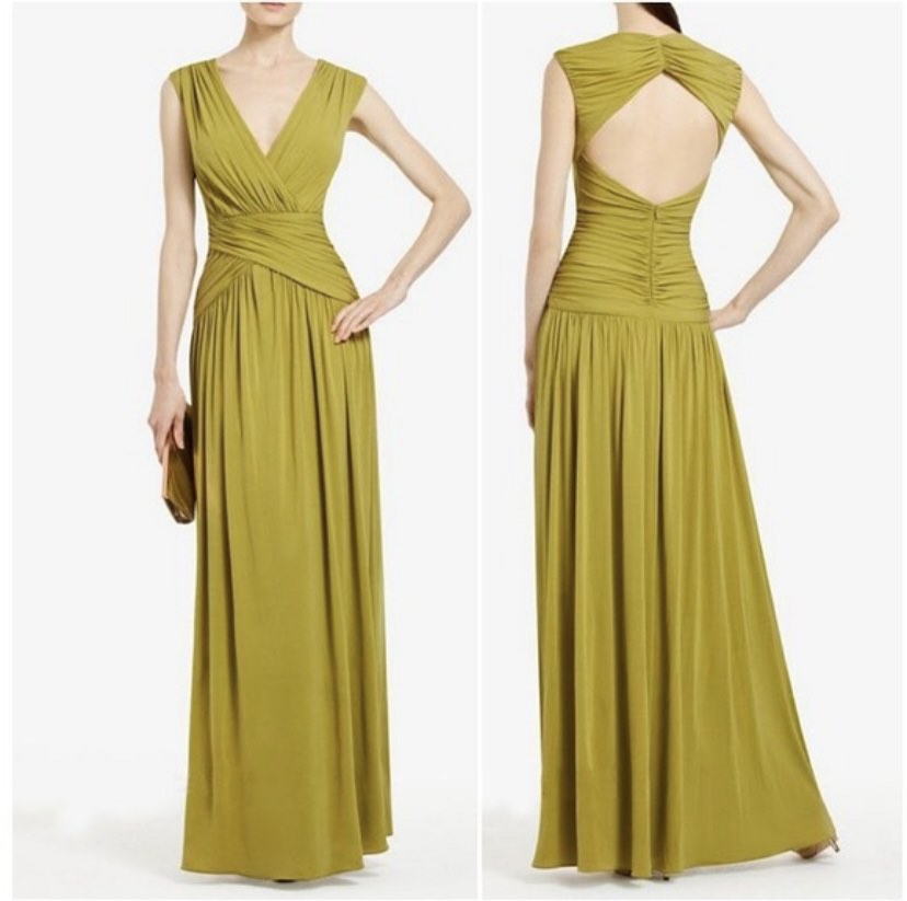 BCBG Max Azria Olive green bridesmaid dress for rent only on Carousell
