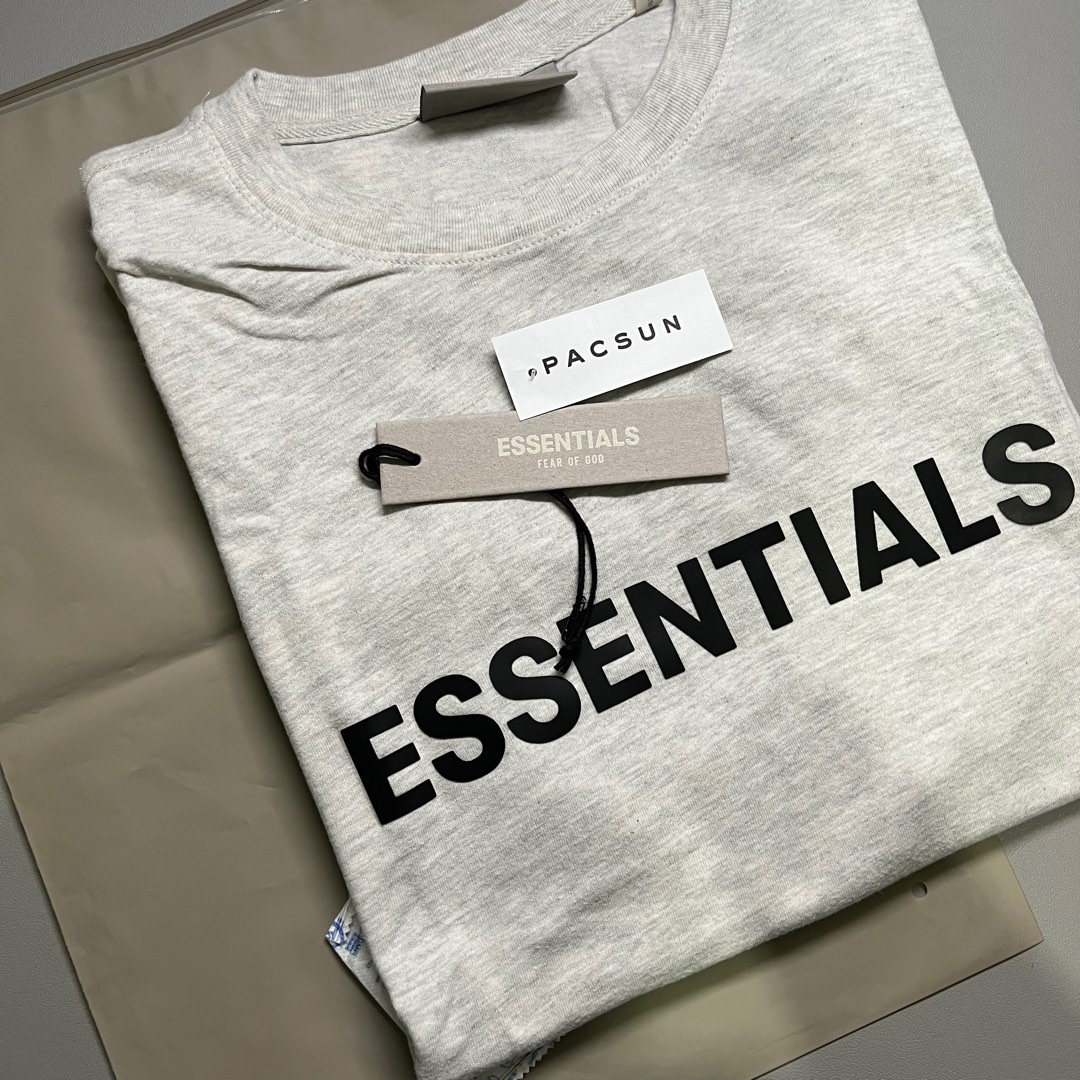 [Pacsun] Fear of god essentials Oatmeal Tee, Men's Fashion, Tops & Sets ...