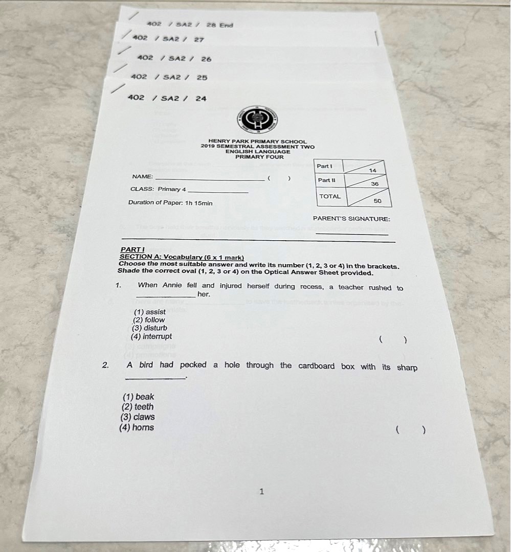 Past Year Exam Paper Primary 4 (2019), Hobbies & Toys, Books ...