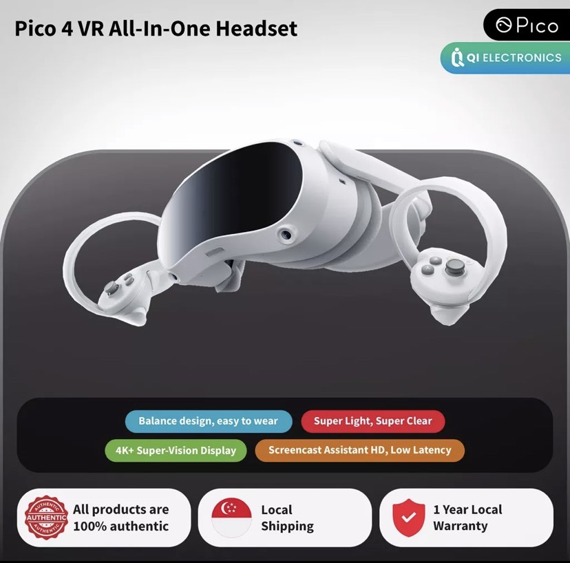 PICO 4 All-In-One 4K+ Resolution VR Headset (8GB +128GB / 8GB + 256GB ...