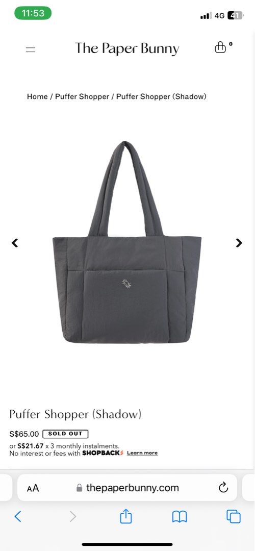 Puffer Shopper (shadow), Women's Fashion, Bags & Wallets, Tote Bags on Carousell