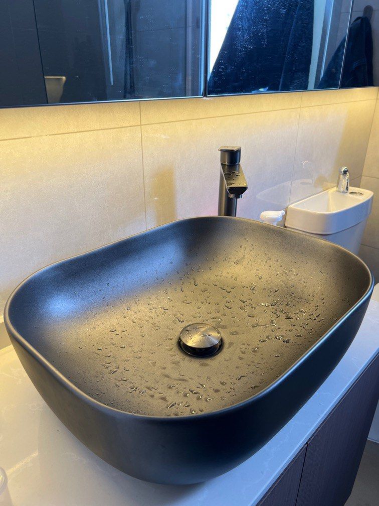Roz gunmetal round rectangle basin hoe kee countertop sink, Furniture ...