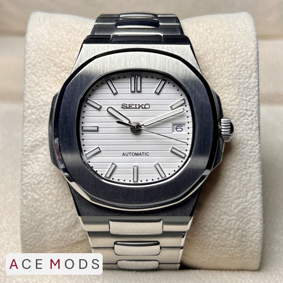Seiko Mod Nautilus White Dial, Men's Fashion, Watches & Accessories ...