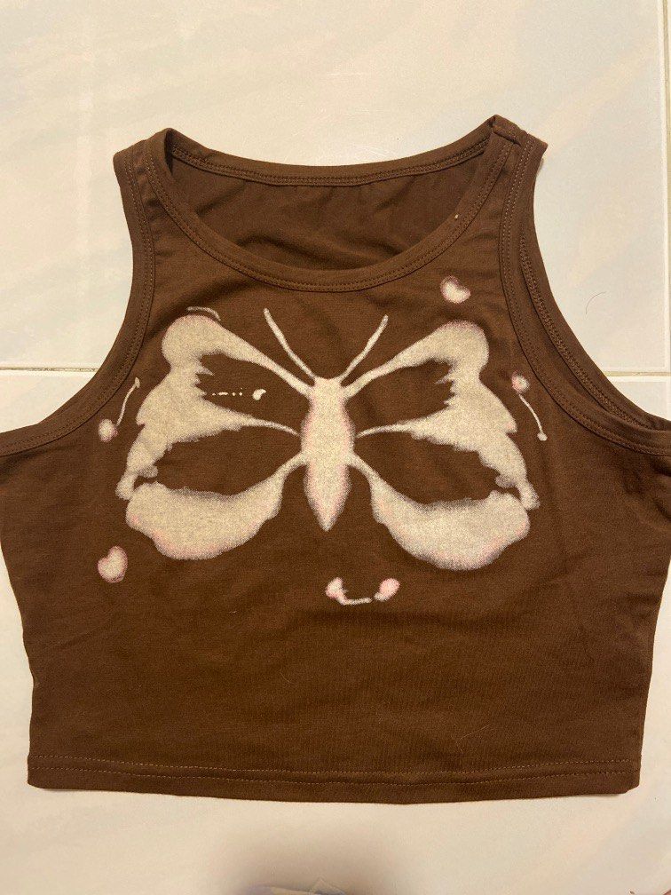 Shein Butterfly Y2K Top, Women's Fashion, Tops, Sleeveless on Carousell
