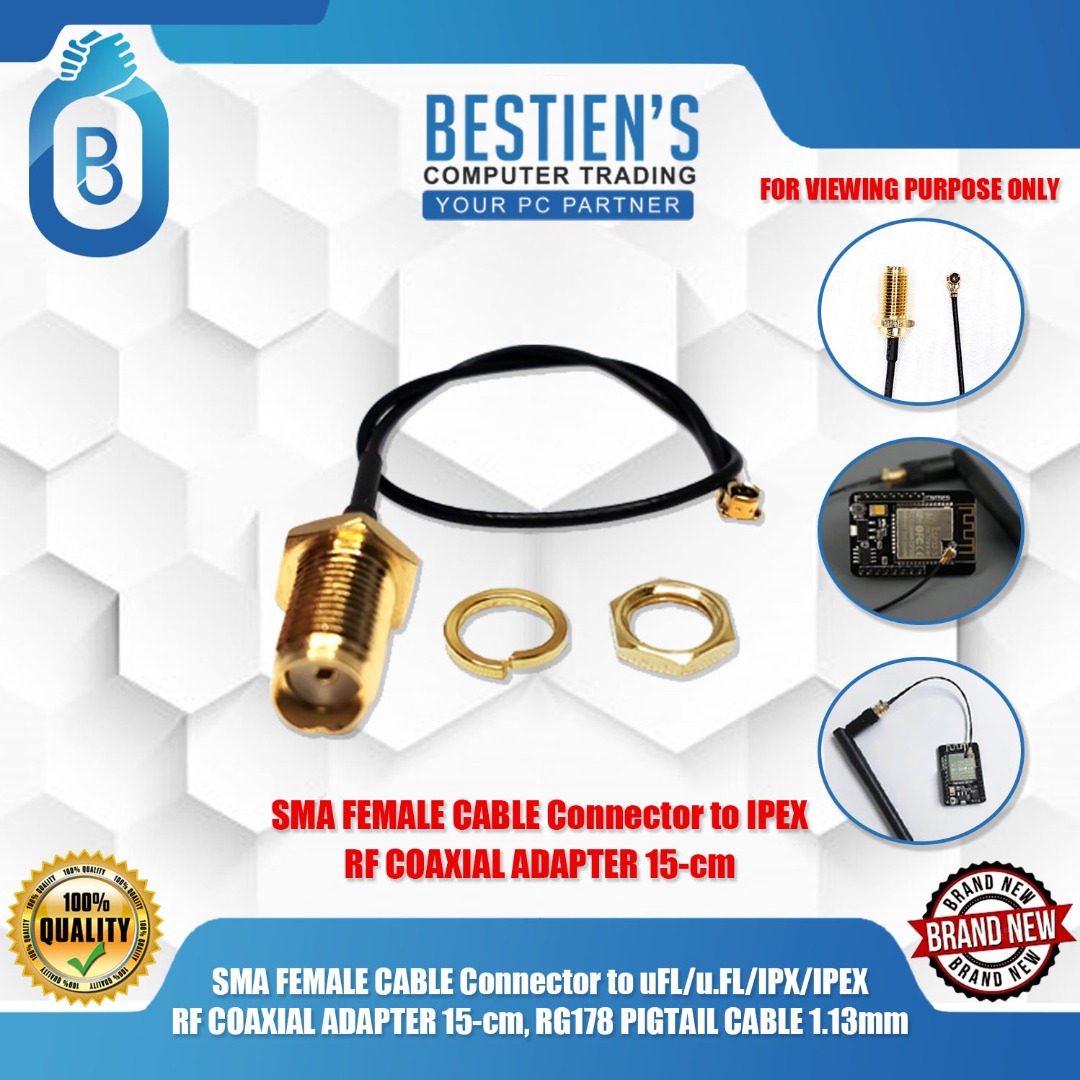 SMA FEMALE CABLE Connector to uFL/u.fl/IPX/IPEX RF COAXIAL ADAPTER 15 ...