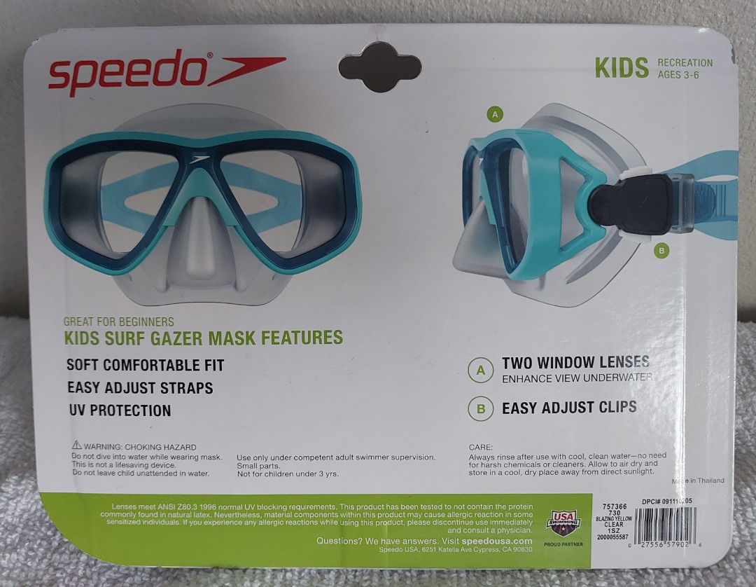 Speedo Kids Surf Gazer Swim Mask - Blazing Yellow/Clear NewUSA, Sports ...