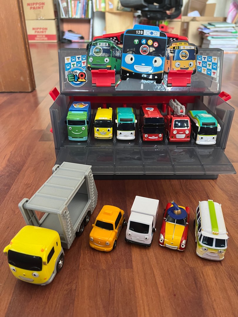 Tayo and friends mini cars, tayo shoot racing carrier box, Hobbies ...
