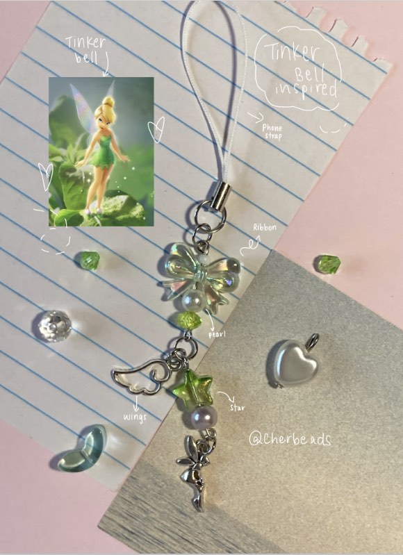 tinker bell inspired beaded keychain, Hobbies & Toys, Stationery ...