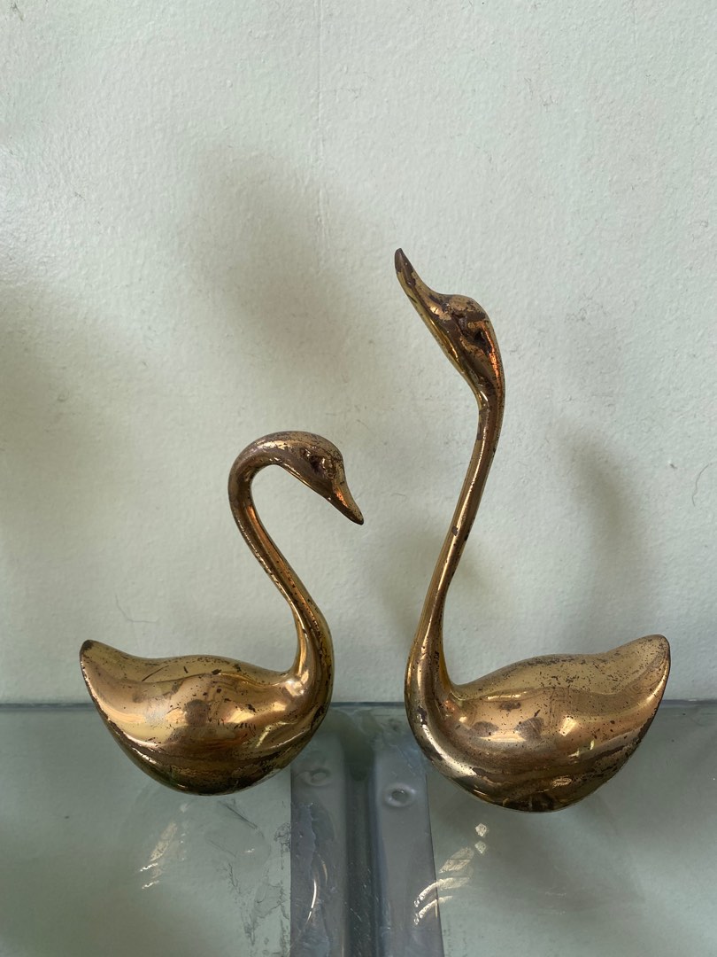 Vintage Brass Swans (Pair) on Carousell