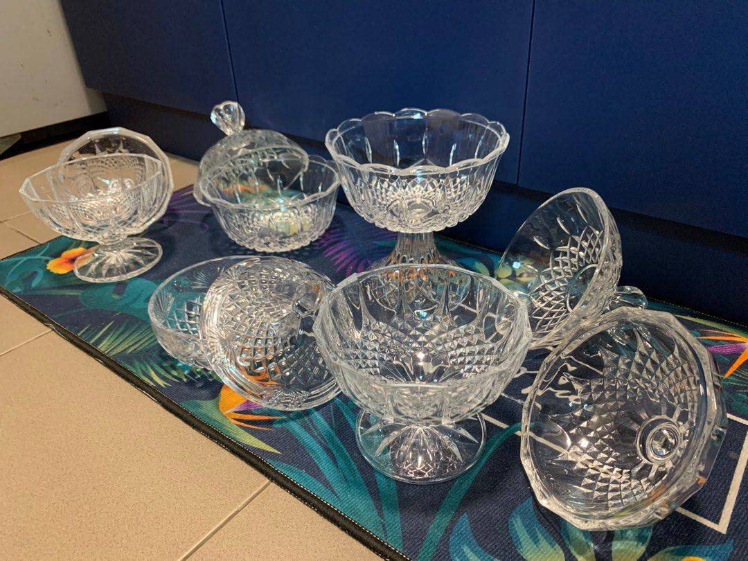 Vintage Crystal lidded candy Dish SET, Furniture & Home Living, Home ...