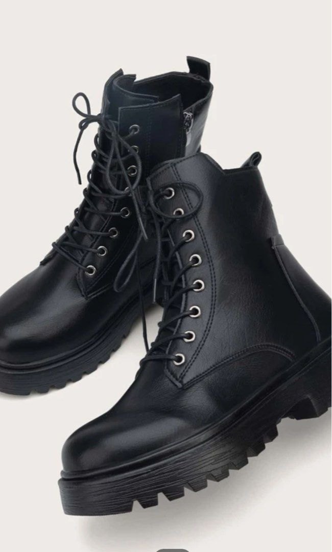 Women Chunky Lace-up Boots, Women's Fashion, Footwear, Boots on Carousell
