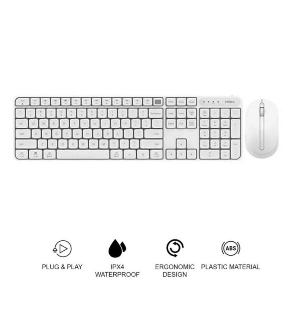 Aesthetic white Xiaomi MIllW Wireless Keyboard and Mouse Set 104 Keys ...