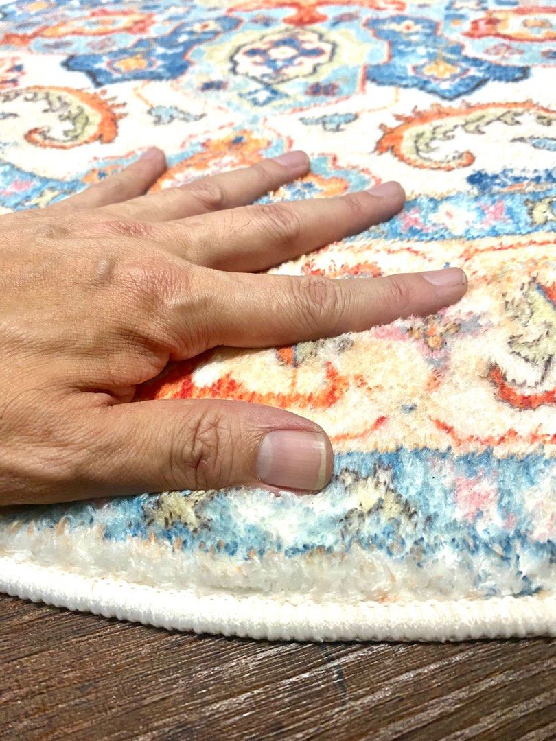 Offer - 100 cm round soft furry Moroccan design carpet, Furniture ...