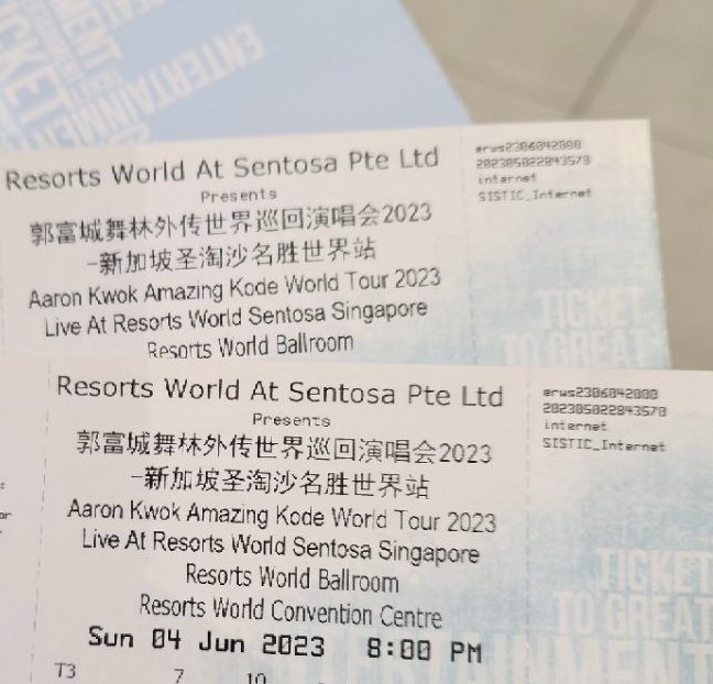 2 x Aaron Kwok Singapore Tour Cat 3 Tickets 4 June, Tickets & Vouchers, Event Tickets on Carousell