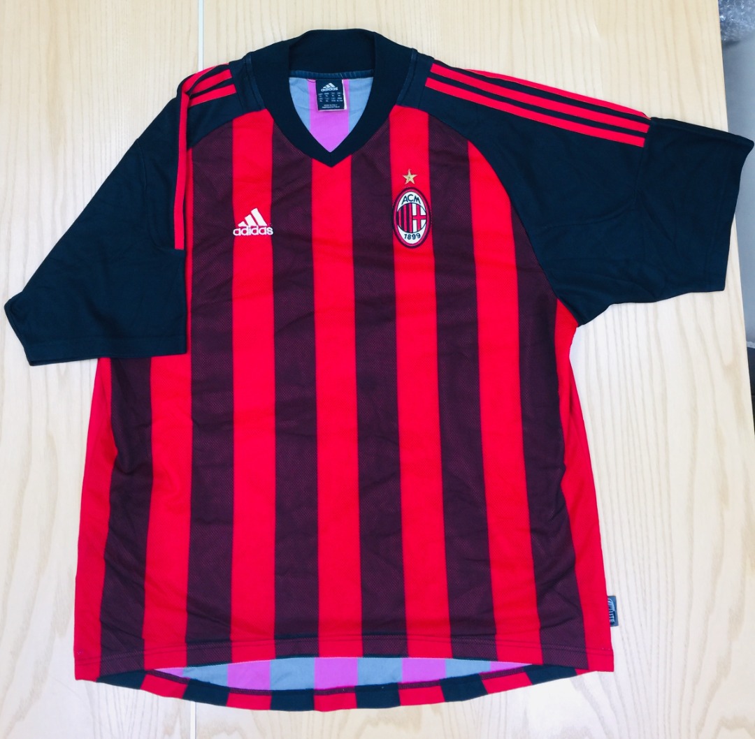 Adidas 2002 AC Milan Football Home Jersey #CV Used, Men's Fashion, Tops ...