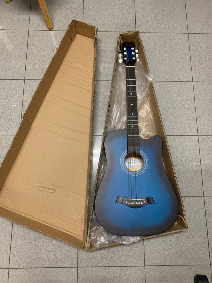 Aisheng Acoustic Guitar, Blue, Hobbies & Toys, Music & Media, Musical ...