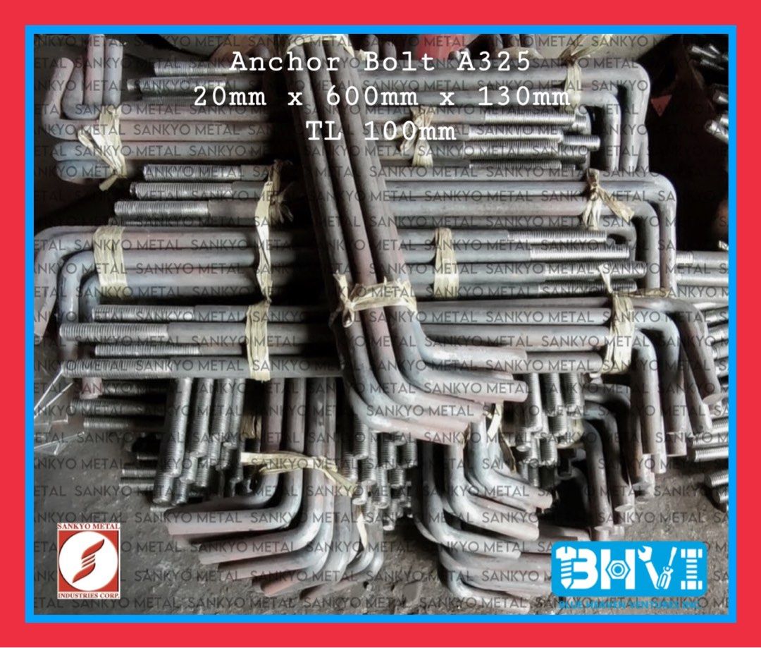 Anchor bolt A325 20mm x 600mm x 130mm, Commercial & Industrial ...
