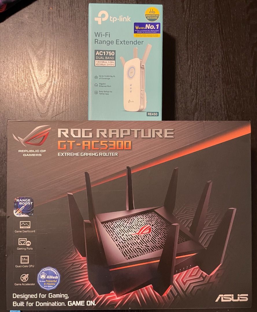 ASUS ROG Rapture GT-AC5300 Router & TP-Link Wifi Extender, Computers ...