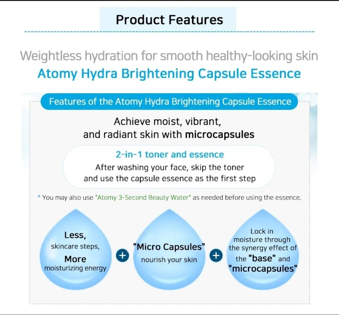 Atomy Hydra Brightening Capsule Essence, Beauty & Personal Care, Face ...