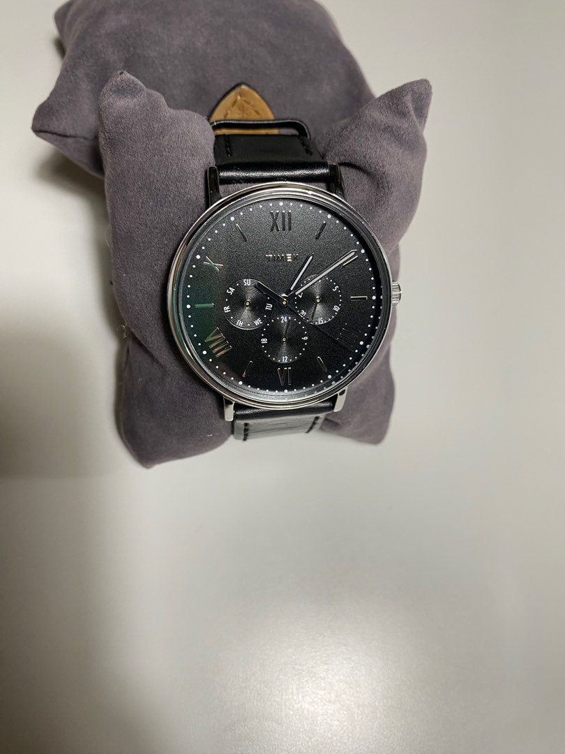 Authentic Timex Black Leather Watch on Carousell