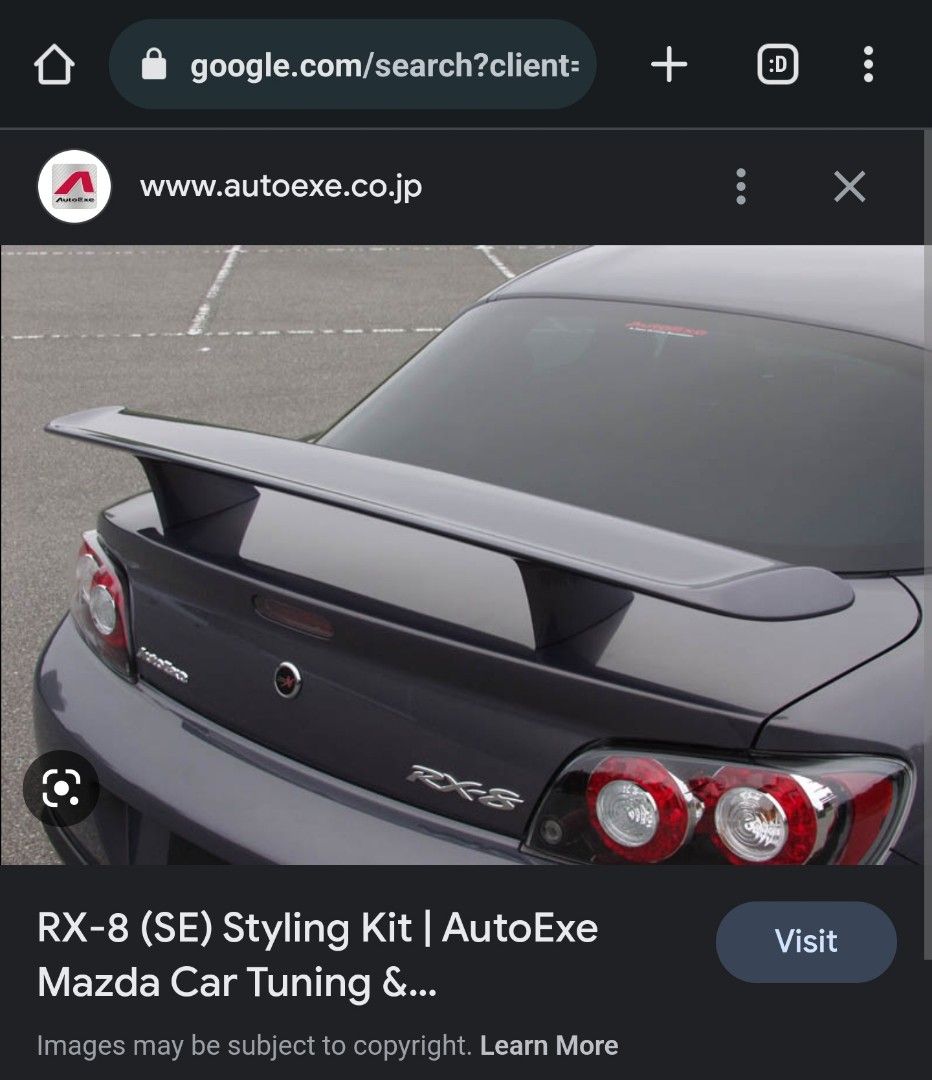 AutoExe Carbon Fiber Rear Wing: SE-02S Mazda RX-8, Car Accessories ...