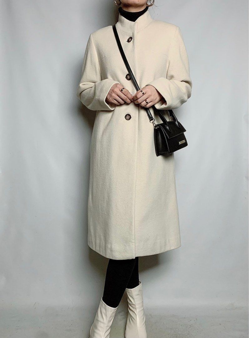 (SOLD) SALE! Real wool coat, Wool rich blend coat, Off white wool coat ...