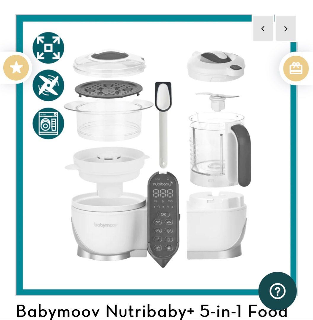 Babymoov Nutribaby+ 5-in-1 Food Preparation Machine, Babies & Kids ...
